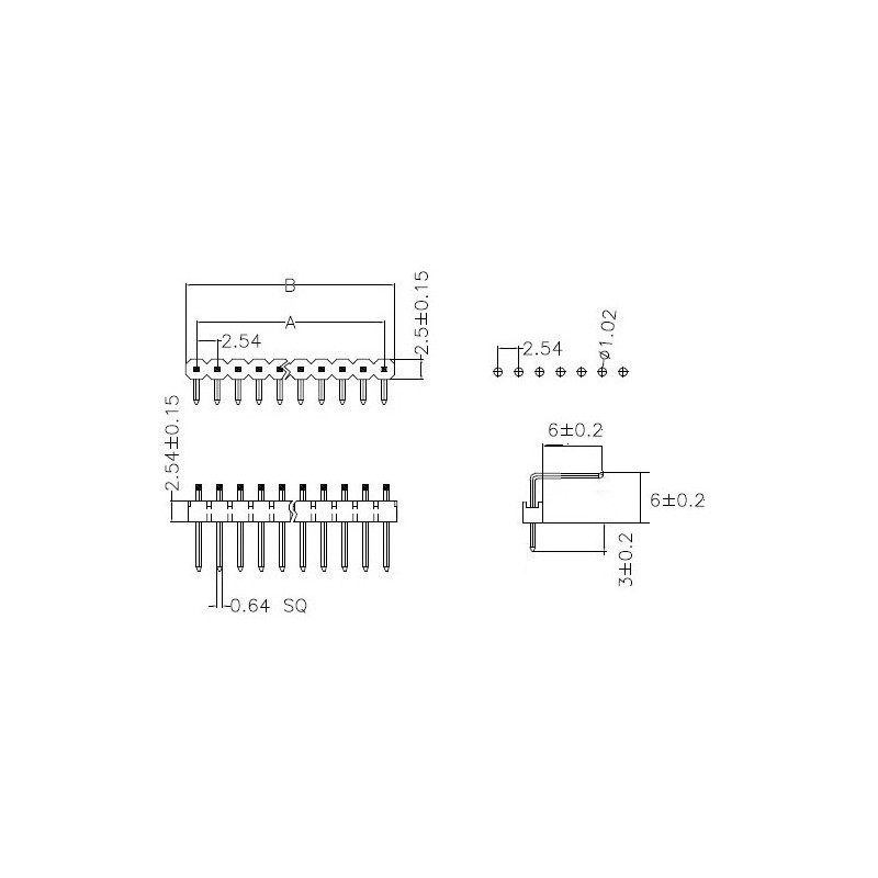 Goldpin black 1x40 pins. angular for printing, pitch 2.54mm - Kamami on ...