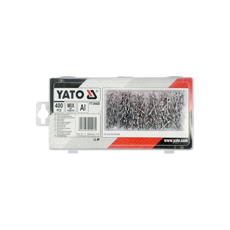 Blind rivets 400 pcs, mix of sizes - Yato YT-36420 - Kamami on-line store