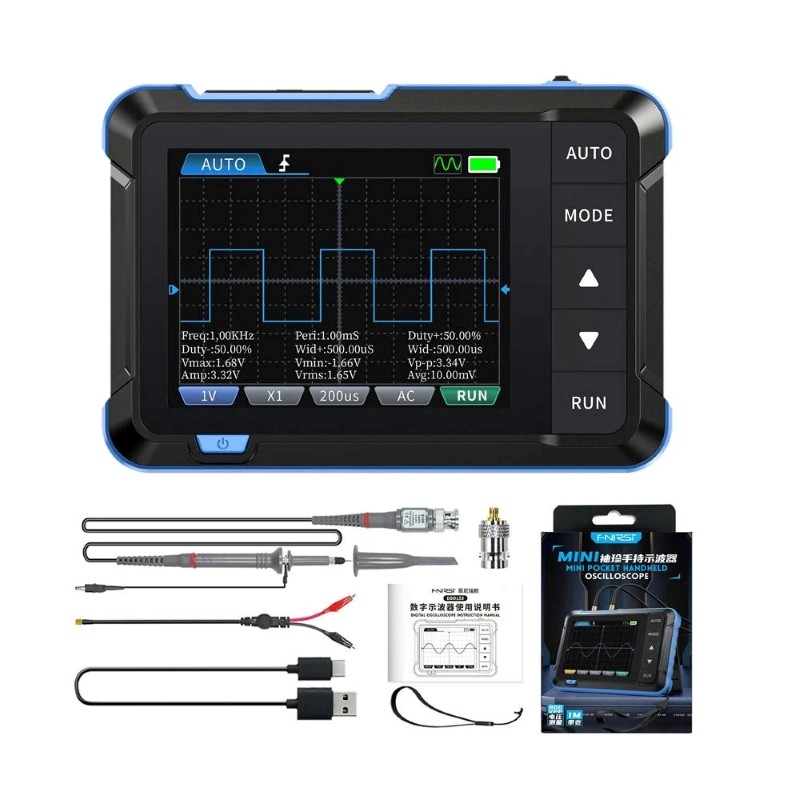 Fnirsi DSO153 with P6100 probe - 1-Channel portable 1MHz oscilloscope ...