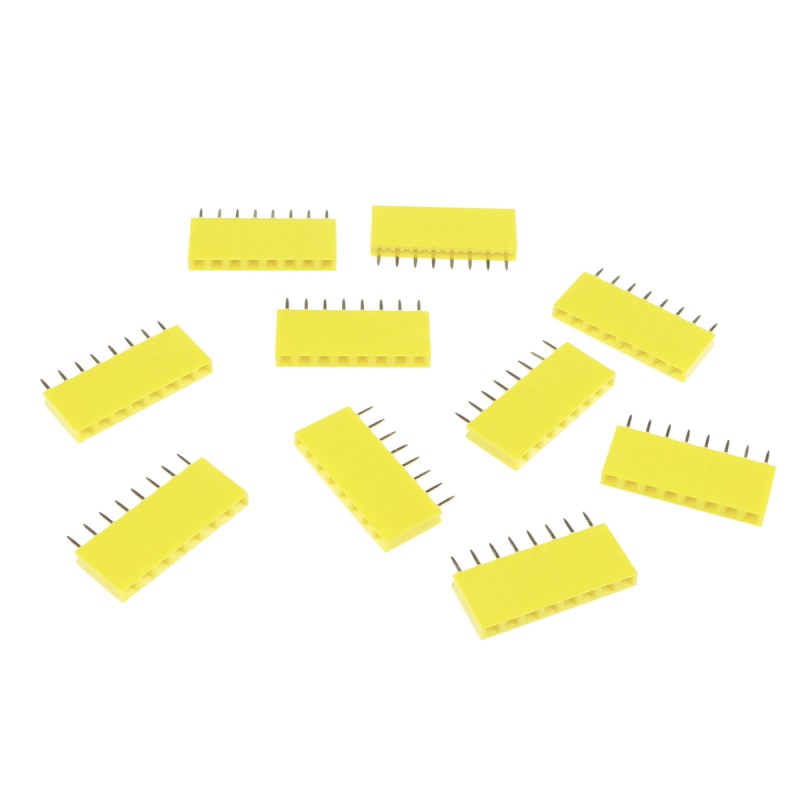 Contact strip 2.54mm, straight 1x8, yellow - 10 pcs. - Kamami on-line store