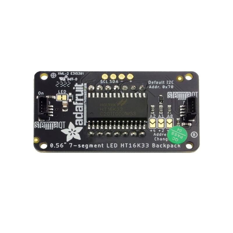 STEMMA QT 0.56" 4-Digit 7-Segment Display - 7-segment LED display with I2C controller (red ...