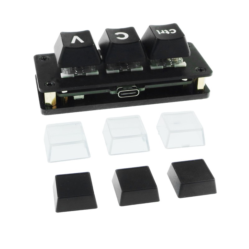 Mini klawiatura RP2040-Keyboard-3 ze skrótami Ctrl + C/V - Waveshare 26464 - sklep Kamami