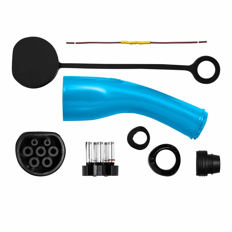 Type2 Plug for Electric Cars Akyga 3-phases 32A female blue - Kamami on ...