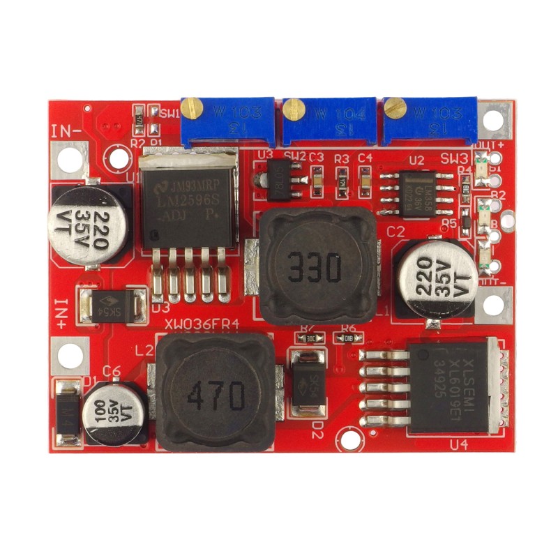 DC-DC converter module Step Up / Step Down 4-35V - adjustable 1.25-25V ...