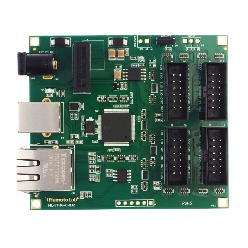 Numato Lab NLETHGC032-HT - 32-channel pluggable GPIO Ethernet, header ...