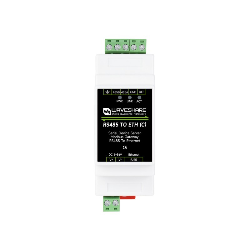 RS485-to-Ethernet (C) industrial serial server with isolation and DIN ...