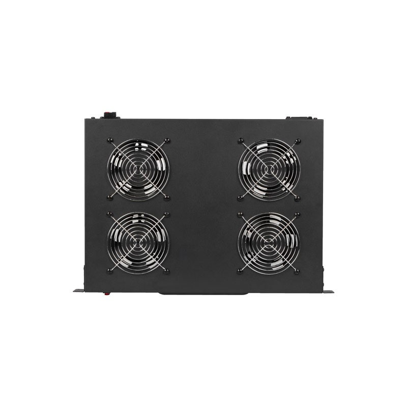 19" fan unit / ventilation panel with LCD 4 fans + thermostat 230V ...