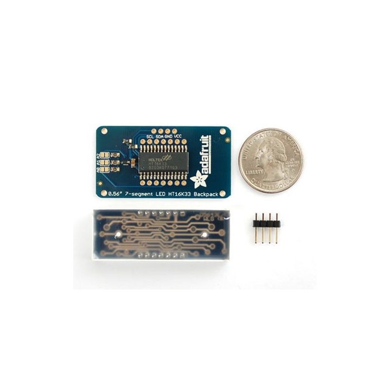 Wyświetlacz LED 7 segmentów, 4 cyfry, I2C, żółty - sklep Kamami