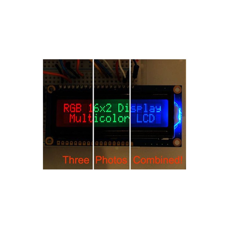 RGB backlight negative LCD 16x2 + extras - RGB on black - Kamami on ...
