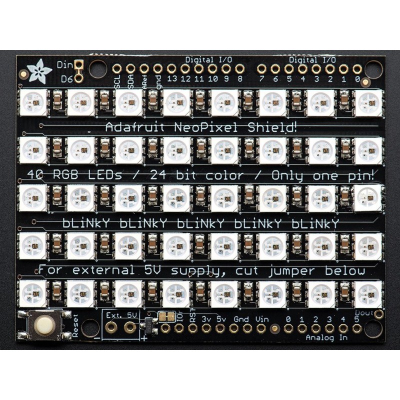Adafruit NeoPixel shield (Arduino) - matrix of 40 diodes (8x5) RGB type WS2812 - Kamami on-line ...