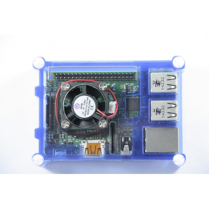 Raspberry Pi 3/2 / B + housing with a dark blue fan - Kamami on-line store