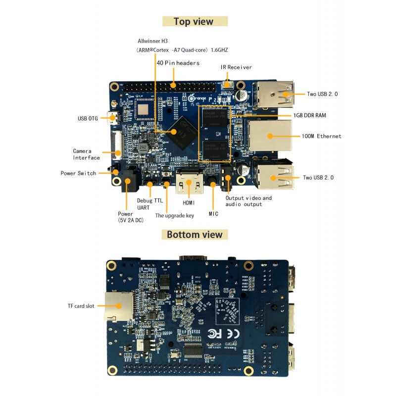 Orange Pi Mini 2 - computer with Alwinner H3 processor - Kamami on-line ...
