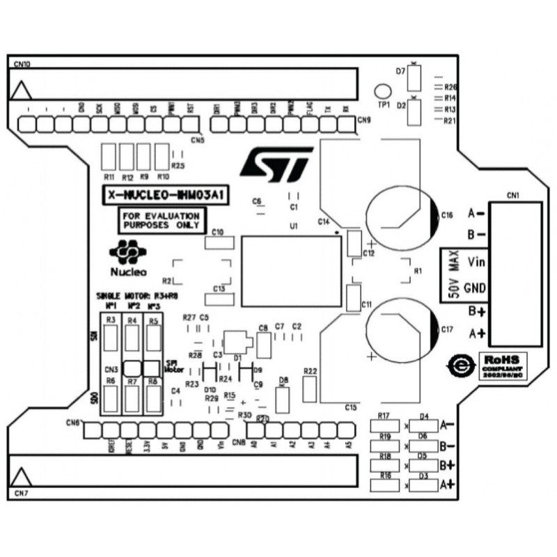 X-NUCLEO-IHM03A1 - PCB with high-power stepper motor controller ...