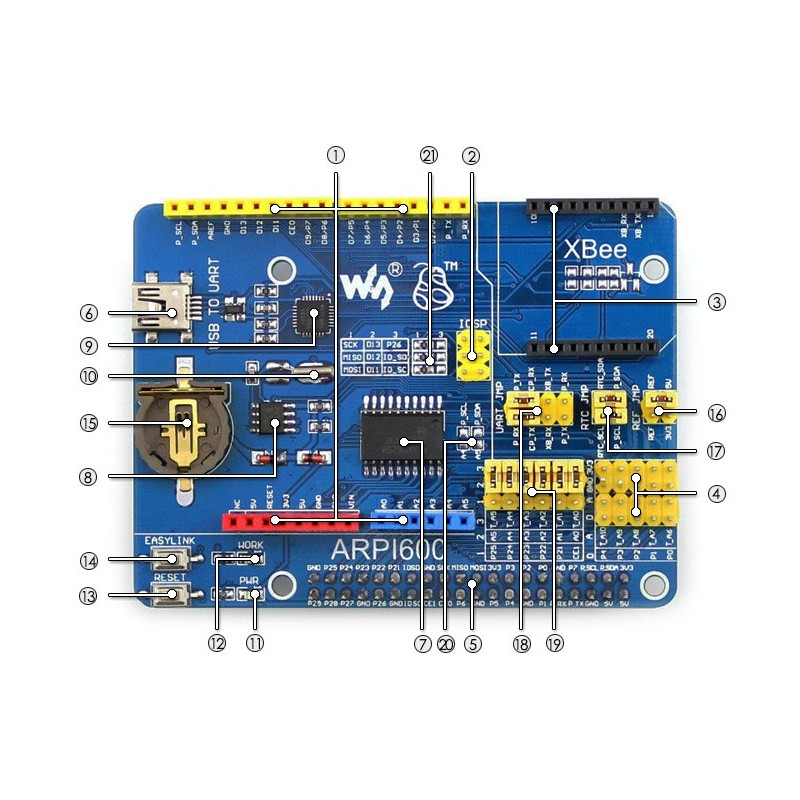 ARPI600 Arduino Shield Adapter for Raspberry Pi - Waveshare 10042 ...