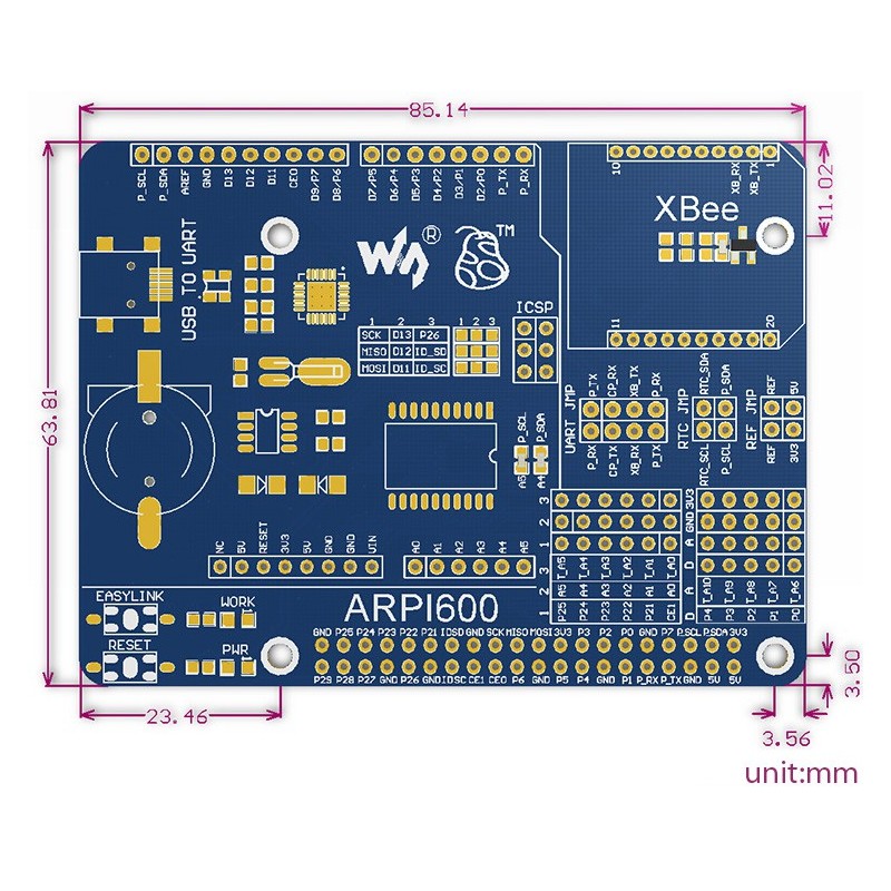 ARPI600 Arduino Shield Adapter for Raspberry Pi - Waveshare 10042 ...