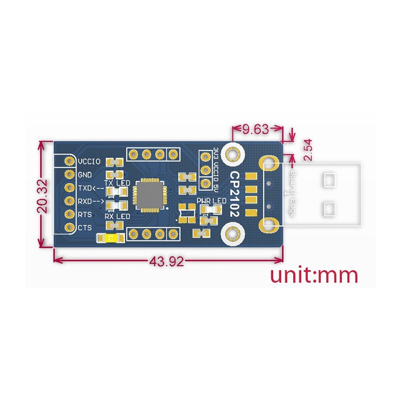 CP2102 USB-UART Converter with USB Plug - Waveshare 7605 - Kamami on-line store