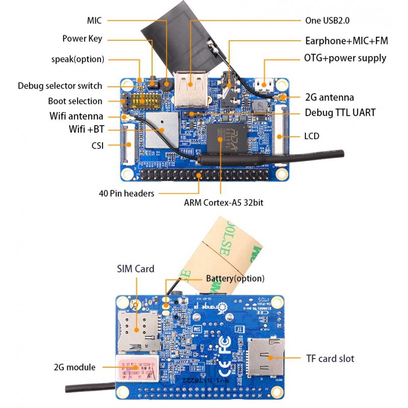 Orange Pi 2G-IOT - computer with RDA 8810PL processor and GSM / GPRS ...