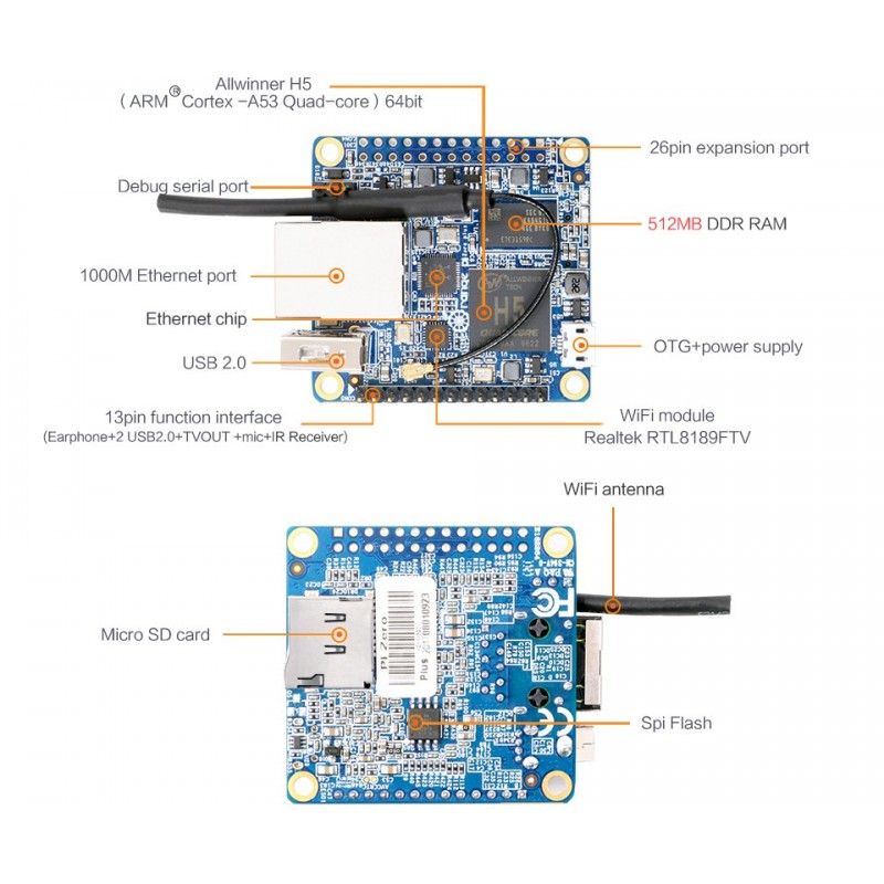 Orange Pi Zero Plus - komputer z procesorem Allwinner H5 - sklep Kamami