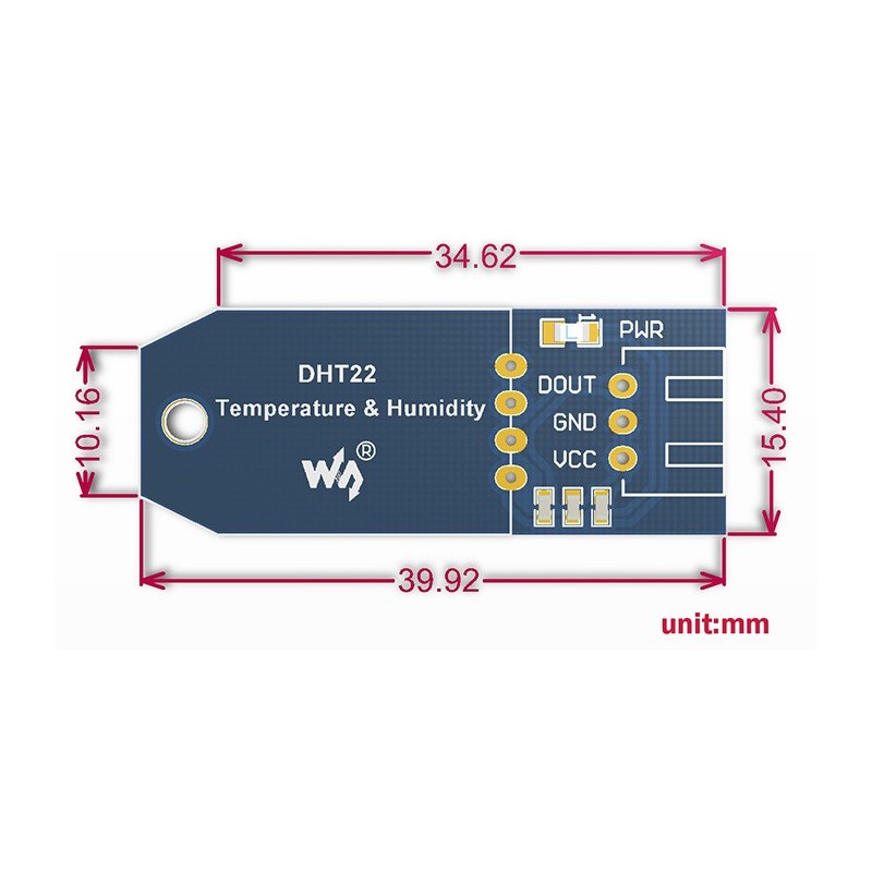 DHT22 Temperature and Humidity Sensor Module - Waveshare 11092 - Kamami ...