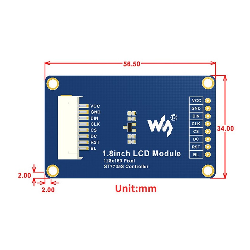 1.8" Color LCD Display Module 128x160 - Waveshare 13892 - Kamami on-line store
