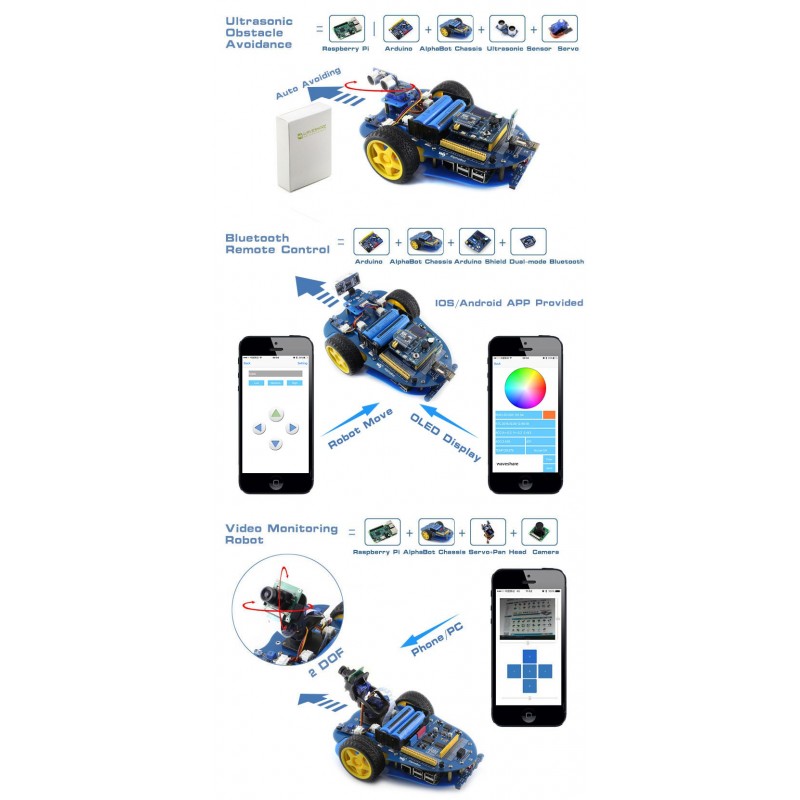 Waveshare AlphaBot Bluetooth - a robot construction kit for Arduino - Kamami on-line store