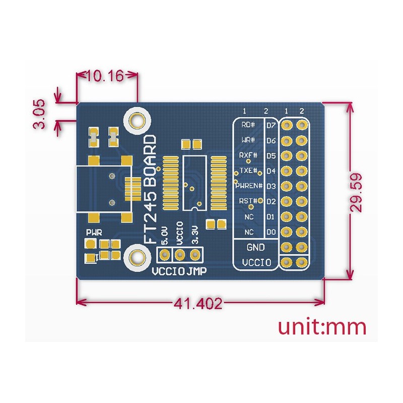 Waveshare USB converter module - FIFO with FT245 mini USB - Kamami on-line store
