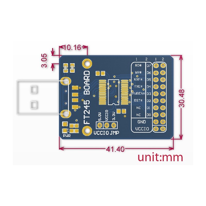 Waveshare USB converter module - FIFO with FT245 USB A - Kamami on-line store