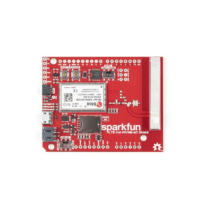 Qwiic LTE CAT M1/NB-IoT Shield - nakładka IoT z modemem LTE SARA-R4 dla Arduino + karta SIM ...