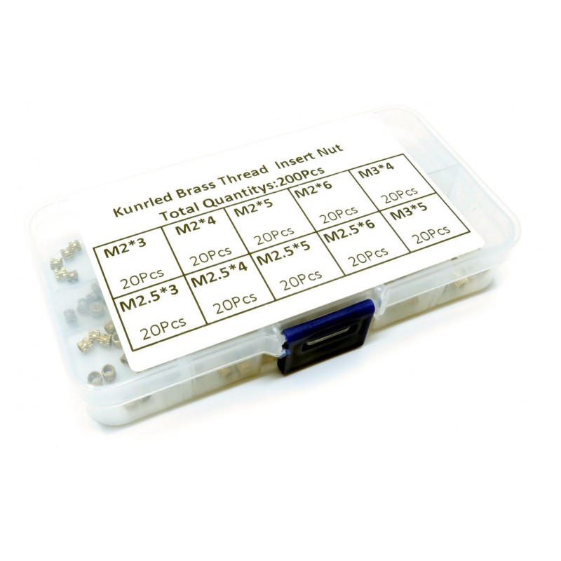 A set of threaded inserts (insert for 3D printing) M2, M2.5, M3 - 200 ...