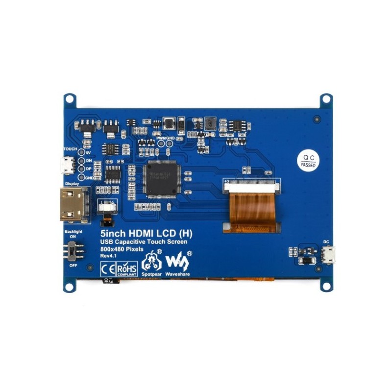 HDMI LCD TFT display 5" (H) V4 with touch panel - Waveshare 20109 ...
