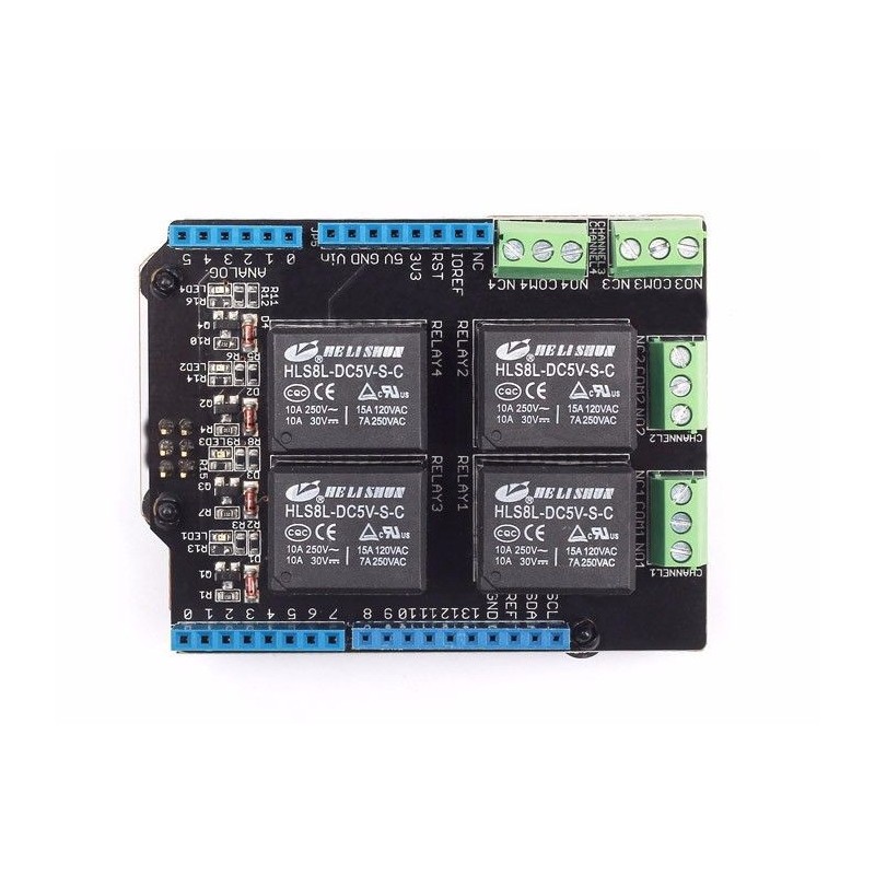 Relay Shield v3.0 - module with 4 relays for Arduino - Kamami on-line store