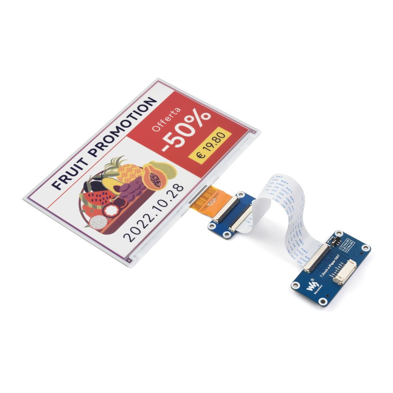 7.3inch e-Paper HAT (F) - 7-color e-Paper 7.3" 800x480 display module ...