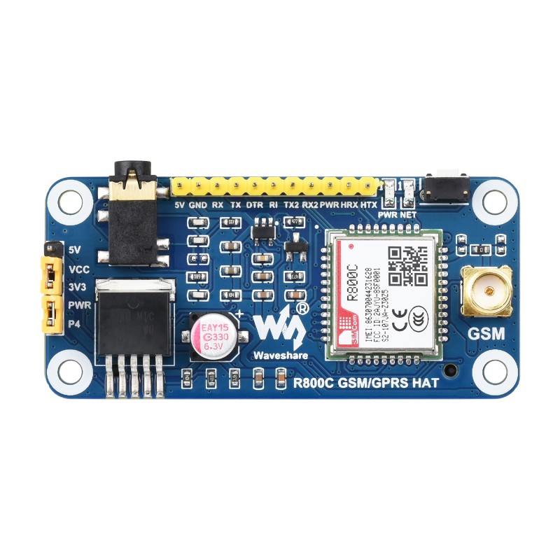 Moduł GSM/GPRS HAT R800C do Raspberry Pi - Waveshare 23459 - sklep Kamami