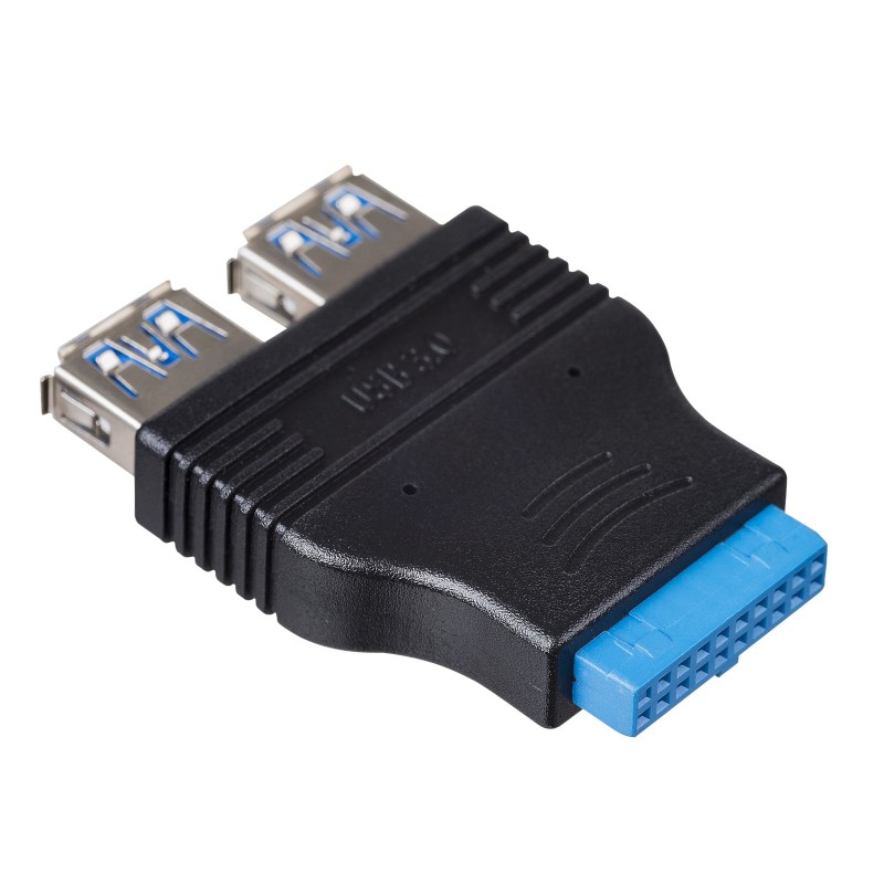 Akyga adapter 2x USB 3.0 A (f) / USB 19 pin (f) - sklep Kamami