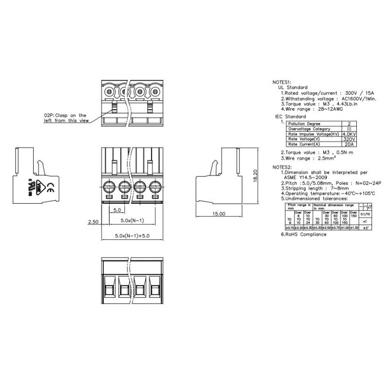 2EDGK-5.0-2P - Female terminal block, 2-pin, pitch 5.0 mm - Kamami on-line store