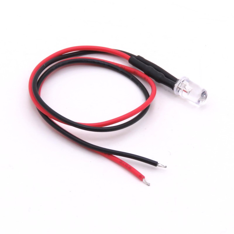 LED diode 5mm with resistor and 20cm cable Green (12V) - 5 pcs ...