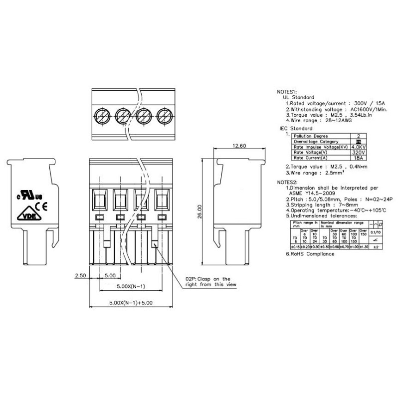 2EDGK-5.0-8P - Female terminal block, angled, 8-pin, pitch 5.0 mm ...