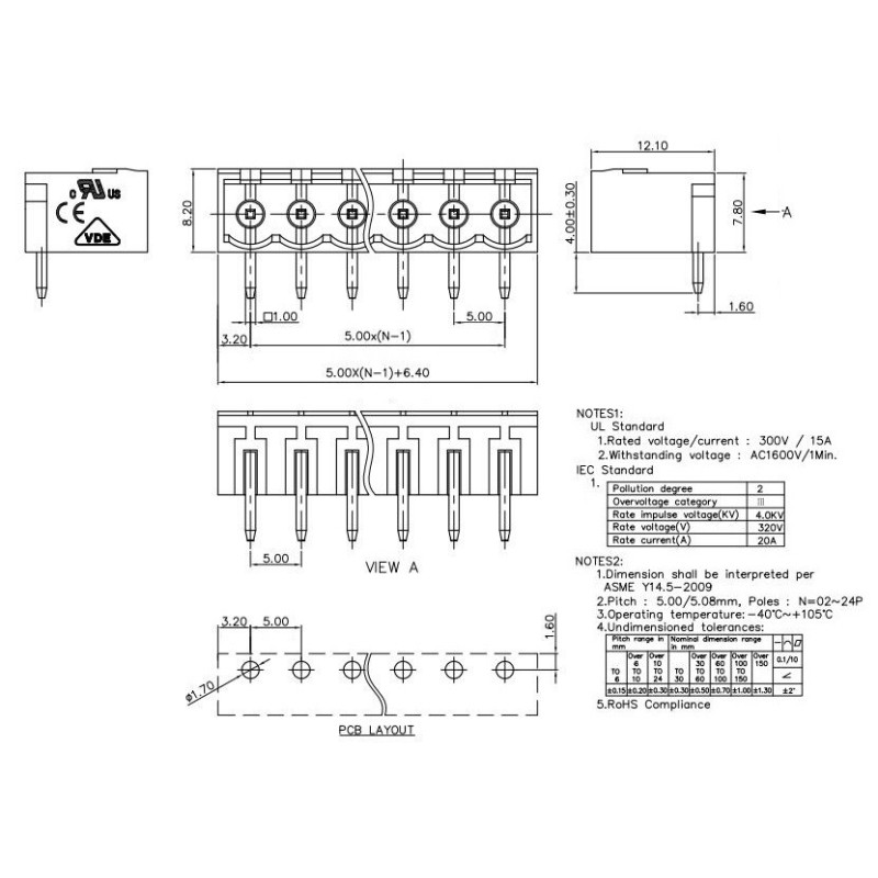 2EDGRC-5.0-8P - Male terminal block, angled, 8-pin, pitch 5.0 mm ...
