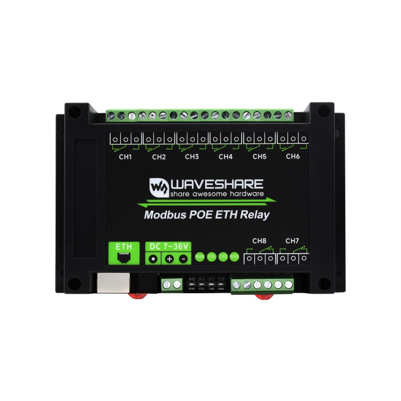 Modbus POE ETH Relay module with 8 relays and Ethernet communication ...