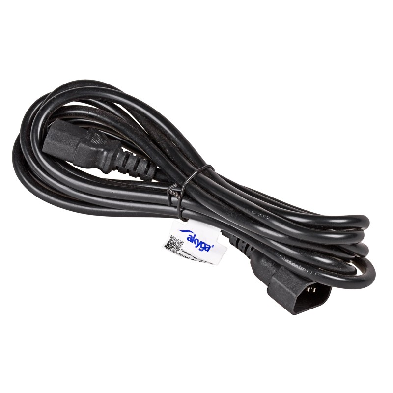 Kabel zasilający Akyga AK-PC-07C przedłużacz CU IEC C13 / C14 3m - sklep Kamami