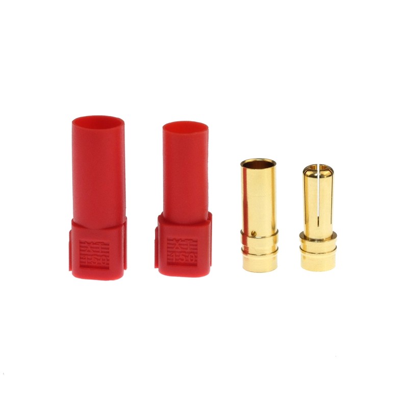 XT150 - high-current connector (plug + socket + contacts) - red ...