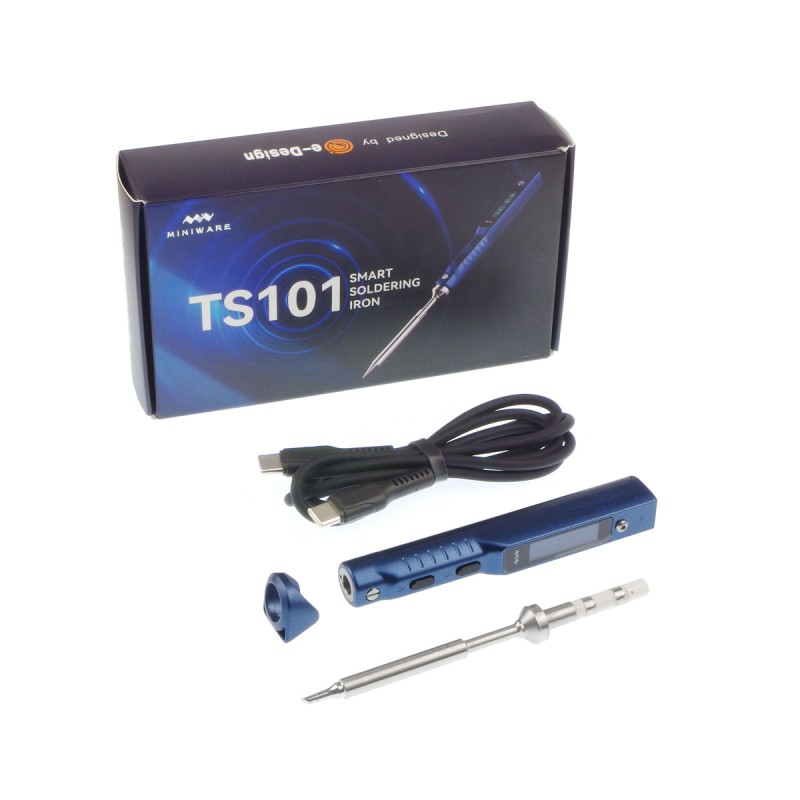 MiniWare TS101 (BC2) Blue - Portable 65W digital soldering iron with ...
