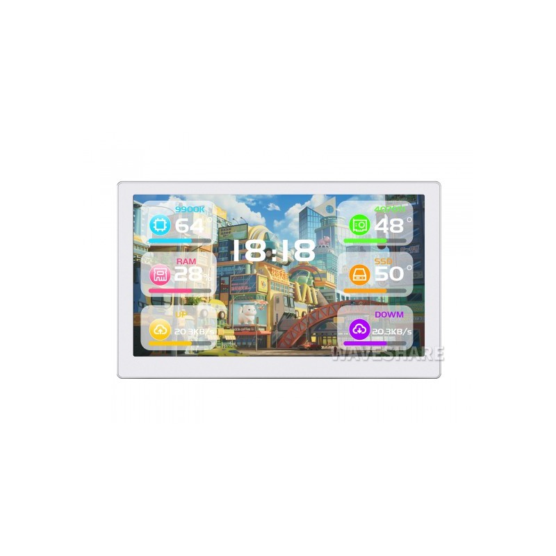 Monitor USB 7" 1024x600 W parametrów pracy komputera (srebrny ...