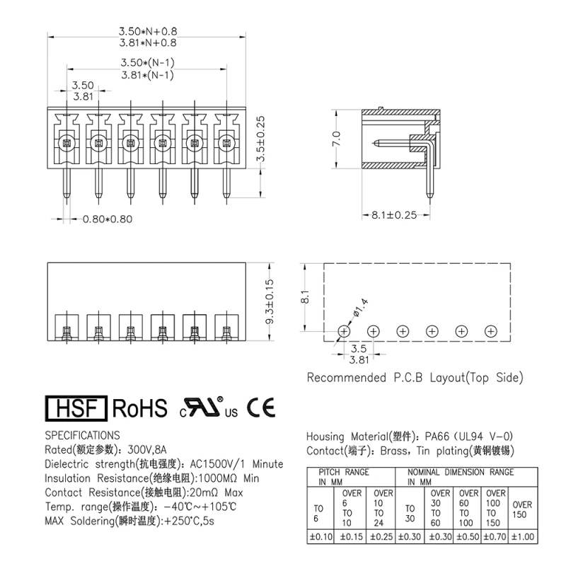15EDGRC-3.81-2P-Male terminal block, angled, 2-pin, pitch 3.81 mm - 10 ...