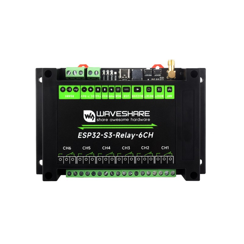 Esp32 S3 Relay 6ch Module 6 Relay Board With Wi Fibluetoothrs485 Communication Waveshare