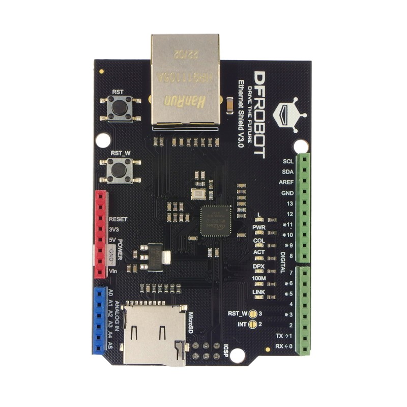 DFRobot Ethernet Shield W5200 V2.1- rozszerzenie Ethernet do Arduino - sklep Kamami
