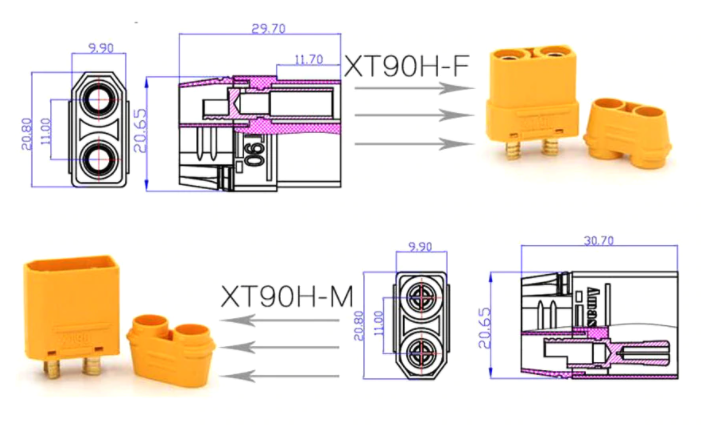XT90 - high-current connector (plug + socket + shields) - Sklep Kamami
