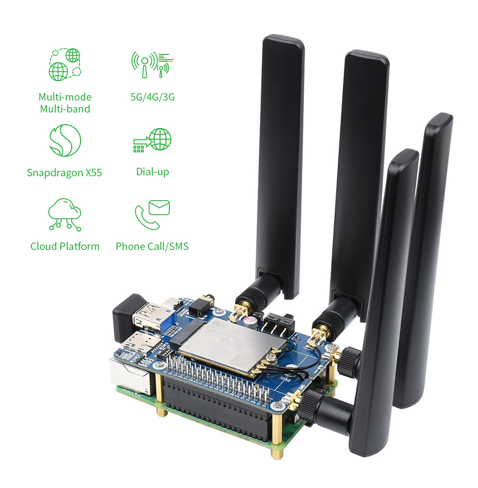 SIM8202G-M2 5G HAT (B) - kit with 5G module SIM8202G-M2 for Raspberry ...